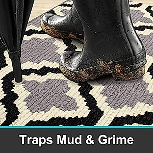 Kitinjoy Indoor Door Mat, Non-Slip, Absorbent, Dirt Resist, Entryway Mat, Low-Profile Inside Welcome Front Doormats for Entrance(32x20 inches, Grey)