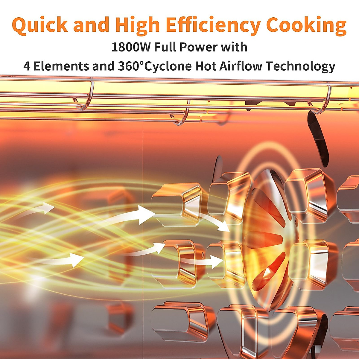 Unichefry Toaster Oven Air Fryer Combo with 4 Accessories, 1800W 15L Countertop Convection Toster Oven Fits 9 Slices or 12" Pizza, Stainless Steel with 4 Functions Including Convection, Bake & Broil