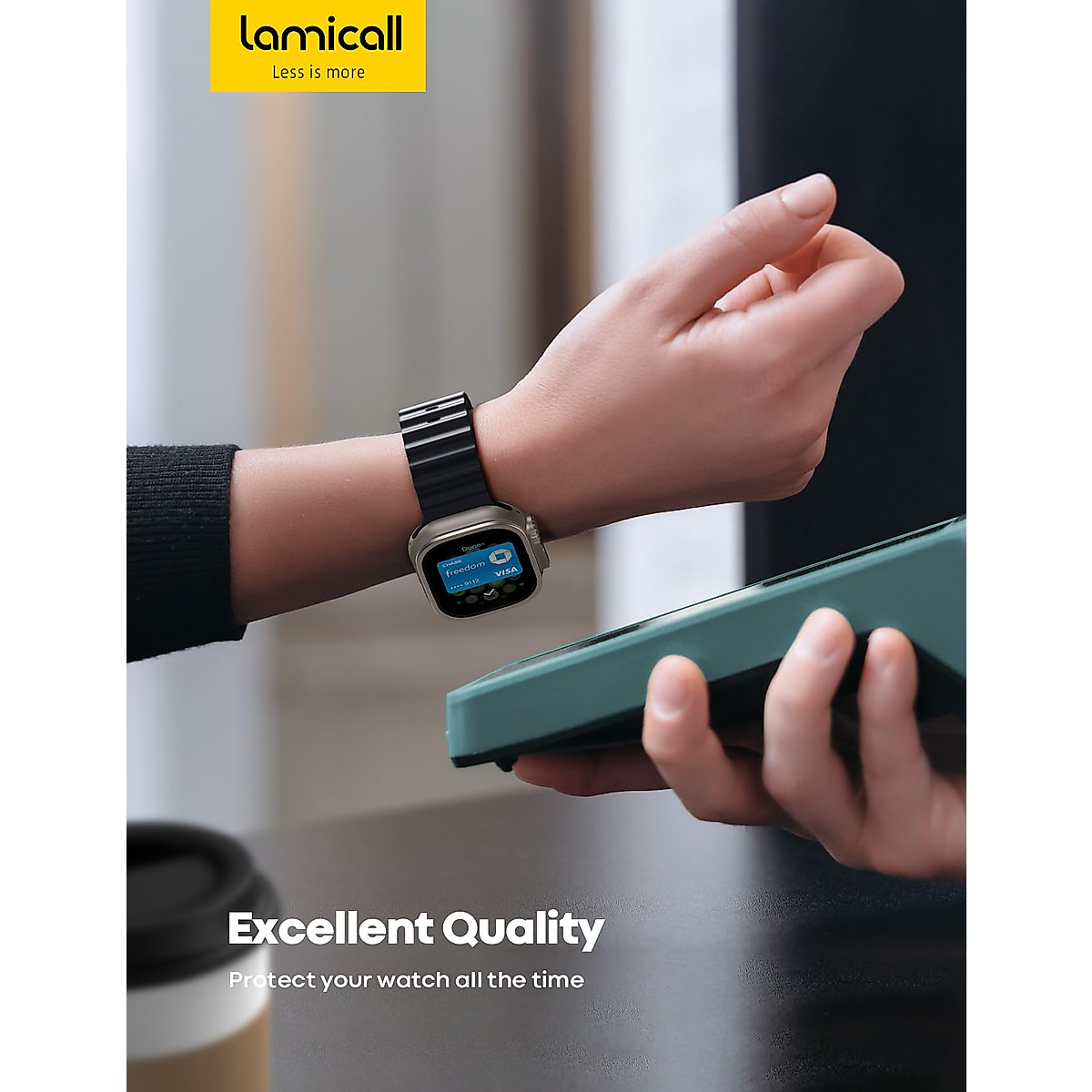 Lamicall [Titanium Alloy Frame Screen Protector for Apple Watch Ultra 49mm, 2 Pack 9H Tempered Glass Film with Easy Alignment Tool Kit, Full Coverage Protective Waterproof Case for iwatch Ultra 2022