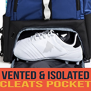 Athletico Turf Lacrosse Bag - Extra Large Lacrosse Backpack - Holds All Lacrosse or Field Hockey Equipment - Two Stick Holders and Separate Cleats Compartment (Blue)