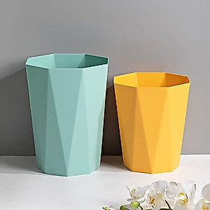 MRBJC Trash Can, Wastebasket and Recycling Plastic Garbage Container Bin for Bathroom, Dorm, Powder Room, Kitchen, Office Yellow 16.5x29.5cm