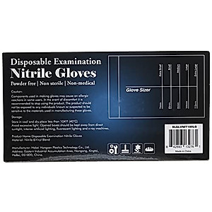 SereneLife Large Size Nitrile Disposable Latex & Powder Free Gloves - Great for Kitchens, Food Handling & Cleaning Supplies - Soft & Comfortable fit - Vinyl & Nitrile blend - 100 Pack