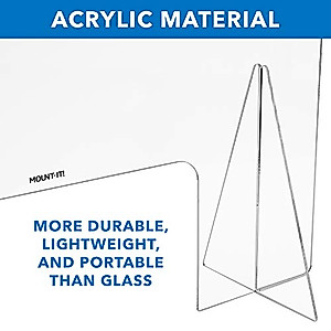 Mount-It! Acrylic Protective Sneeze Guard 31.5"x 23.6" x 9" | Clear Plexiglass Personal Protection Shield and Partition | with Opening Pass Through Window