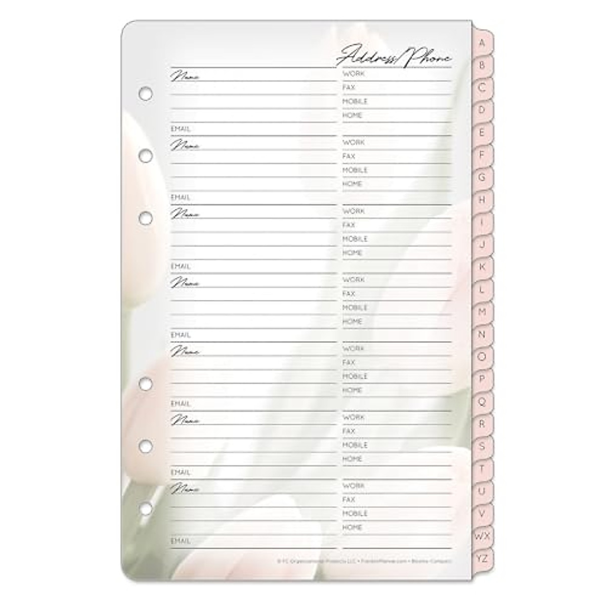 FranklinCovey - Blooms Address/Phone Tabs - Expansion for Planners (Compact, Pink/Green)