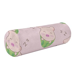 Sleeping Pig Neck Roll Pillow for Neck Relief with Removable Washable Cover - Memory Foam Round Cylinder Bolster, Ergonomically Designed for Head, Neck, Back, and Legs