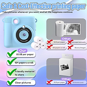 ESOXOFFORE Kids Camera Instant Print, Christmas Birthday Gifts for Kids Age 3-12, Selfie Digital Camera with 1080P Videos,Toddler Portable Travel Camera Toy for 4 5 6 7 8 9 Year Old Boys Girls-Blue