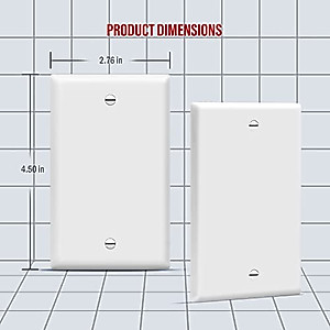 ENERLITES Blank Wall Plate Cover, Gloss Finish, Standard Size 1-Gang 4.50" x 2.76", Polycarbonate Thermoplastic, Electrical Covers for Unused Outlets/Switches, 8801-W-10PCS, White 10 Pack