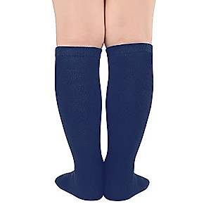 Kids Child Soccer Socks Knee High Tube Socks Toddler Girls Uniform Socks Cotton Cute Sport Stocking for Boys Girls 1 Pair Navy Blue One Size…