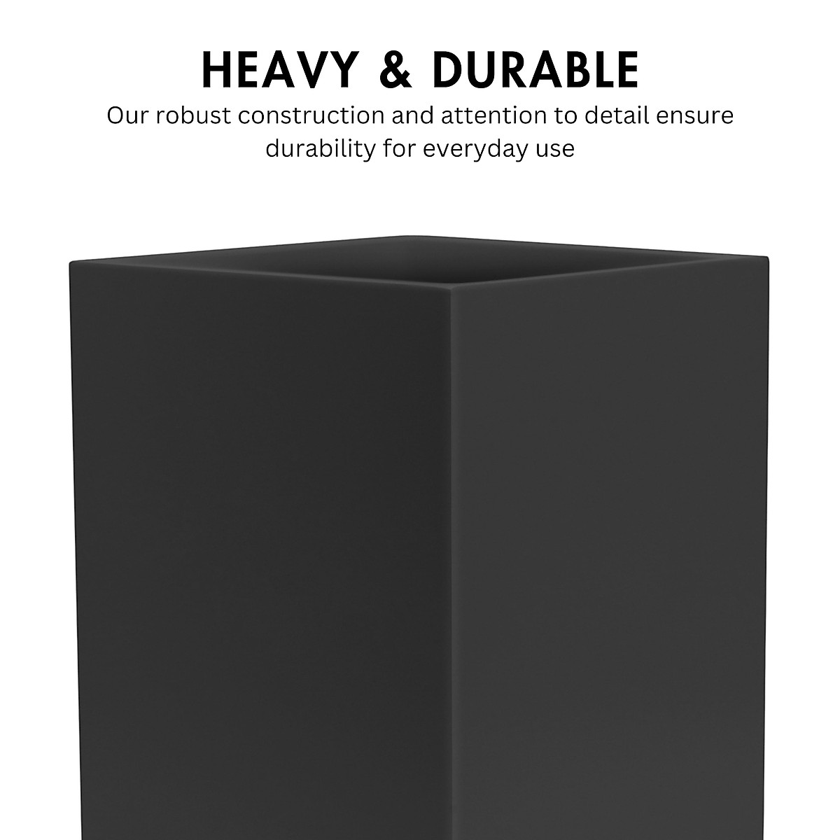 YEW DESIGN Matte Black Square Small Trash Can, 2 Gallons / 7.5L Garbage Can, Waste Basket for Home, Bathrooms, Office, Under Desk, Bedroom, Laundry Room, Kitchen, Kids Room, and Dorm