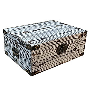 Wooden box, handicraft storage box, suitable for art hobby and family storage, handmade wooden box, commemorative gift jewelry box, collection box (10.62 * 7.51 * 4.33inch, Retro grey)