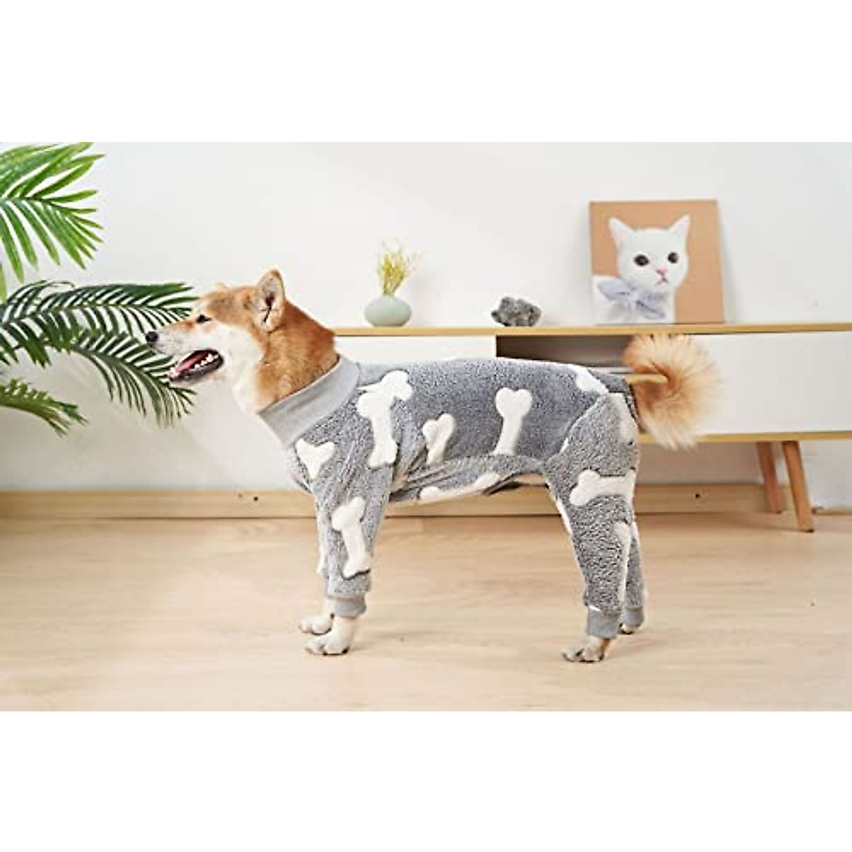 Harikaji Dog Warm Jumpsuit,Pet Winter Flannel Warm Pajamas,Cold Weather Dog Onesie,Dog Winter Clothes for Medium Large Dogs (3XL:Chest<29'', Grey)