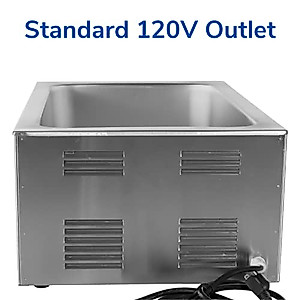 Chef’s Supreme 22x14 Commercial Full-Size Portable Steam Table Food Warmer – Electric 120V, Stainless Steel Housing, NSF Approved