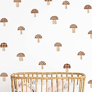 Watercolor Mushroom Wall Decals Mushroom Stickers Decor for Walls Peel and Stick Removable Retro Room Wall Art Decor Vinyl Wall Sticker for Bedroom Living Room Classroom Office