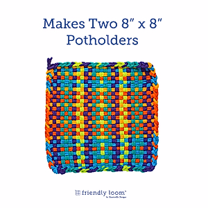 Harrisville Designs Friendly Loom Potholder Cotton Loops 10 Inch Pro Size Loops Make 2 Potholders, Weaving Crafts for Kids and Adults-Multi