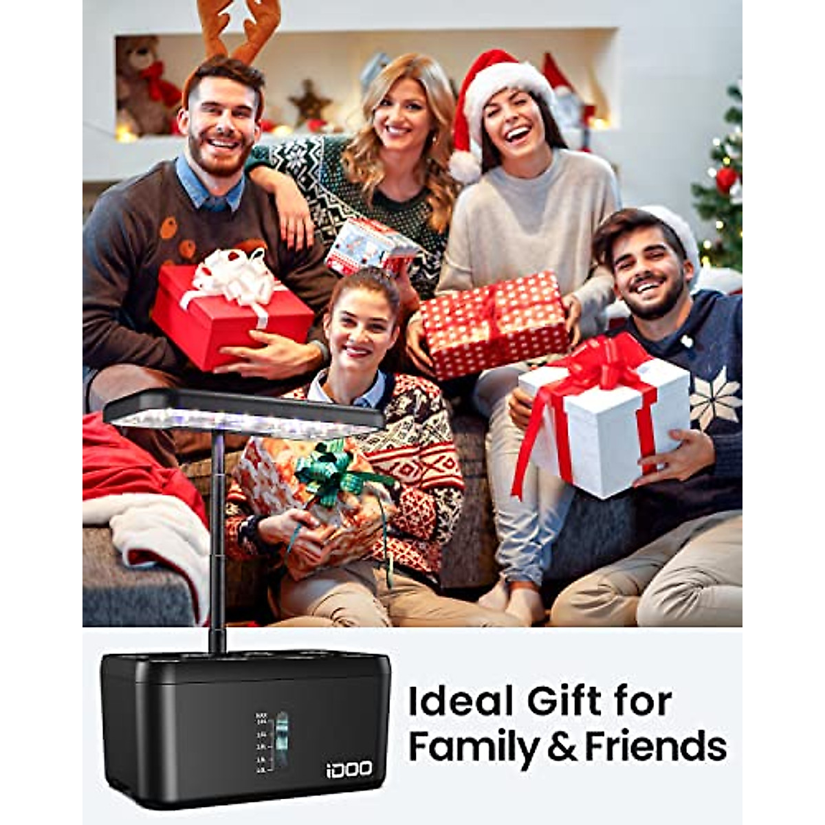 iDOO Hydroponics Growing System Indoor Garden, Plants Germination Kit with Pump, Automatic Timer LED Grow Light for Home Kitchen Gardening,8 Pods Herb Garden Kit Indoor Up to 15",Black