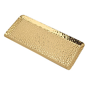 Fdit 25x11cm Towel Hammering Trays,Stainless Steel Multipurpose Dishwasher Safe Dessert Tray That Suitable for Family Restaurant Use (Gold)