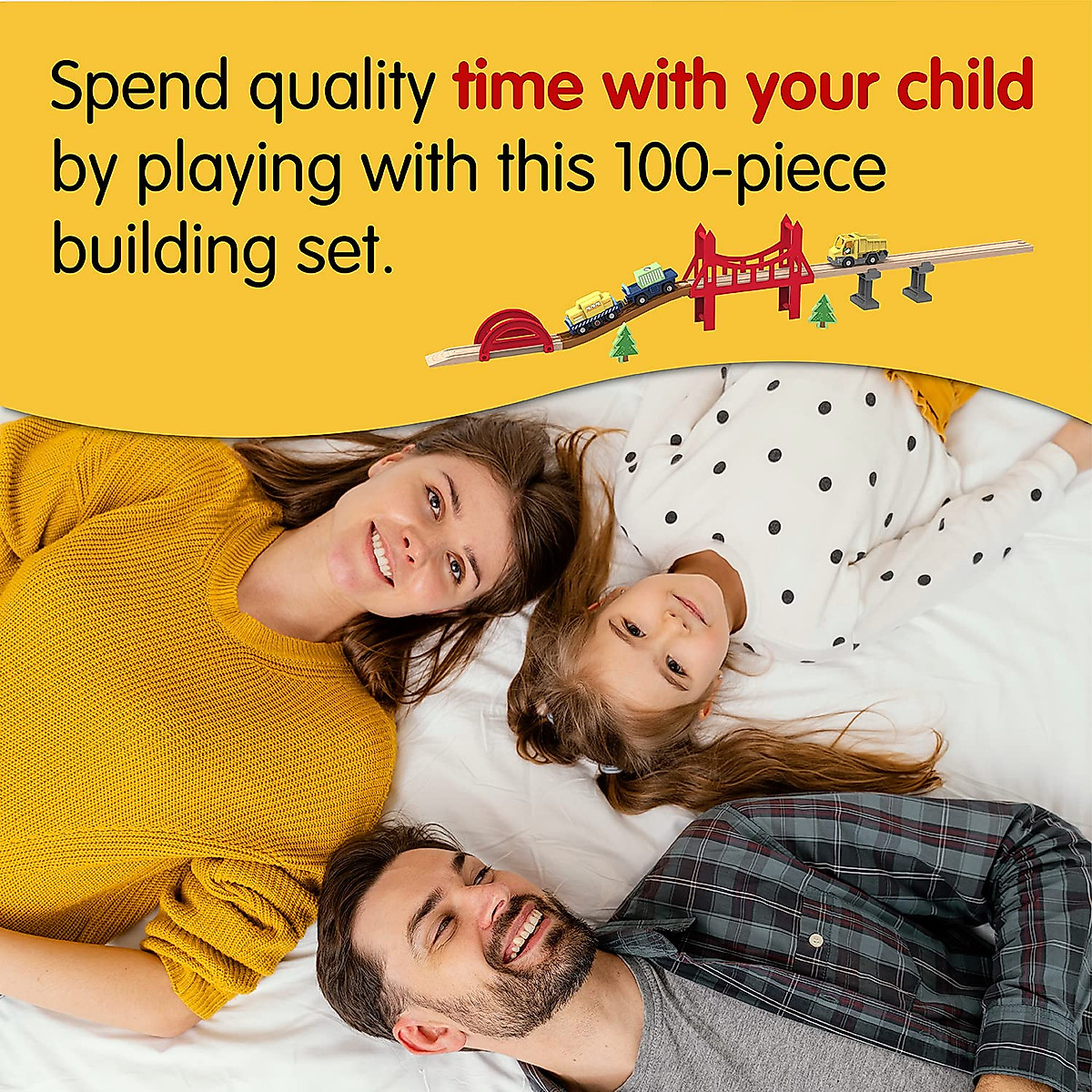 Leo & Friends 100 Piece Railway City Track Set - Educational Wooden Toy Construction Kit for Preschoolers Aged 3 Years and Above - Train Toy for Active Learning Multicolor