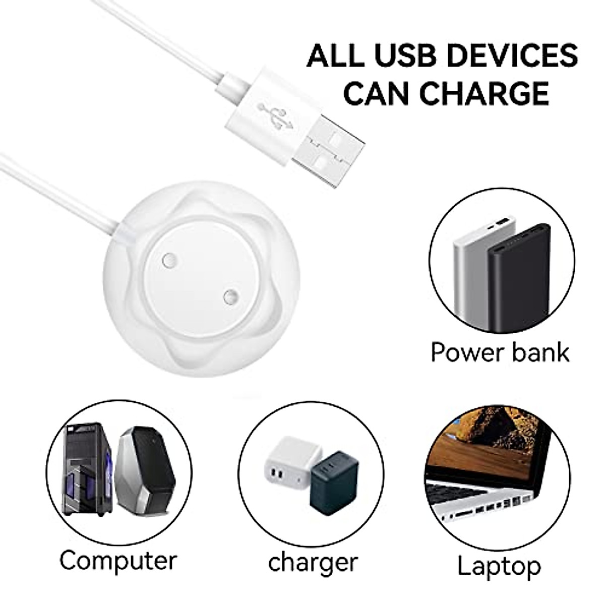 E ECSEM Charger Dock Compatible for Rose Toy Portable Magnetic Replacement Charging Stand Adapter with USB Charging Cable Cord for Rose Massagers,White