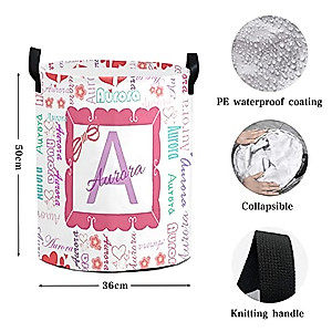 Custom Laundry Baskets with Name Personalized Laundry Hamper Collapsible Clothes Storage Basket with Handle for Bathroom Living Room Bedroom