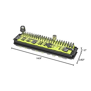 Ernst Manufacturing Bit Boss High-Density Bit Organizer for Vertical or Horizontal Storage, 90 Tool, High-Visibility with Push Button Release (Model 5720HV)