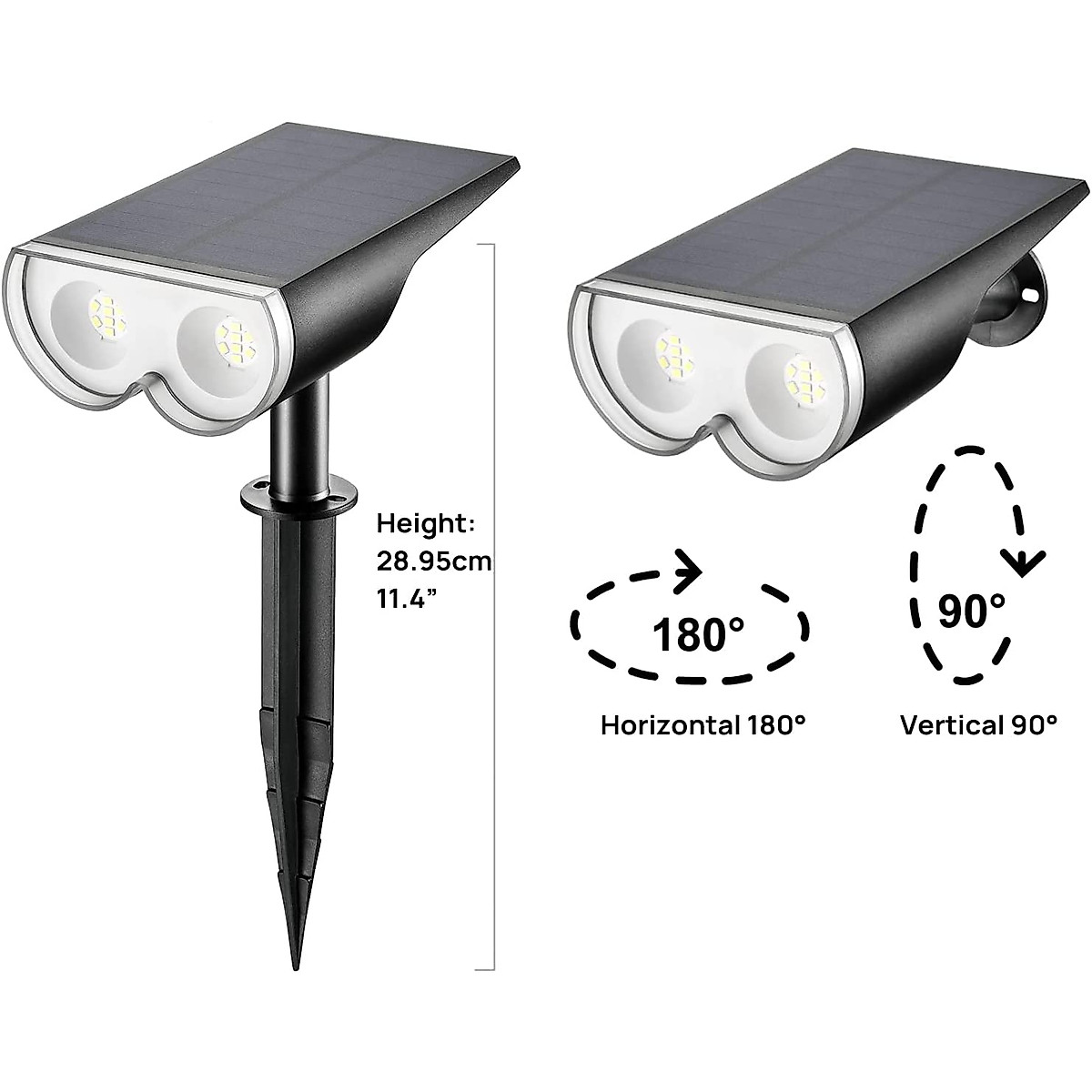 Linkind StarRay Solar Spot Lights Outdoor, 16 LEDs IP67 Waterproof Dusk-to-Dawn Landscape Spotlights, 6500K Daylight Wall Lights for Garden Yard Driveway Walkway, 2 Pack