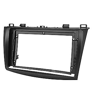 Aramox 9in Dash Fascia, Car Navigation Panel Frame Black Stereo Radio Dash Mounting Fascia Compatible with Mazda 3 2010-2013