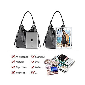Handbags for Women Large Designer Ladies Hobo bag Bucket Purse Faux Leather (Grey)