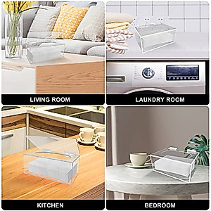 Dryer Sheet Dispenser with Hinged Lid,Acrylic Laundry Dryer Sheet Holder, Dryer Sheets Container for Fabric Softener Sheets, Tissue Box, Container Storage Box for Laundry Room Décor (Clear)