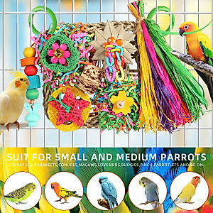 Bird Toys, Parakeet Toys Bird Foraging Toys Grass Mat Climbing Wall for Parakeet,Parrot,Cockatiel,Conure,Lovebird,Budgie Cage Small to Medium Birds (Warm Sun)