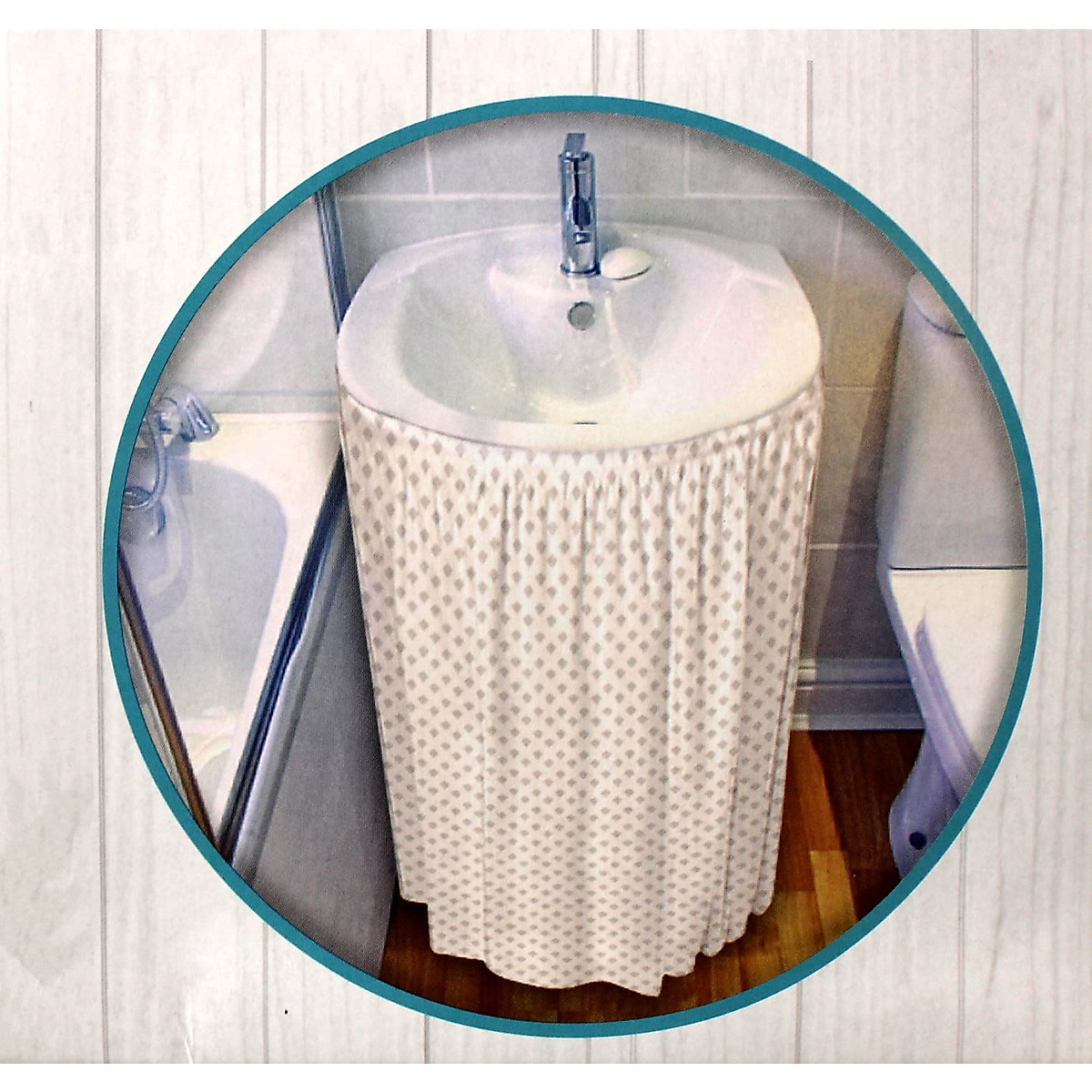 Diamond Stitch Fabric Bathroom Sink Skirt Utility Sink Waterproof Fits Standard Size Sinks Adds Bathroom Storage (White) Large