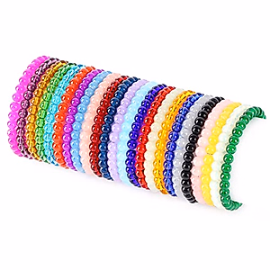 MOZAKA 24Pcs 6mm Beaded Stretch Bracelets Multicolor Glass Crystal Beaded Bracelets Set for Women Handmade Round Glass Beads Elastic Bracelets Jewelry Gifts