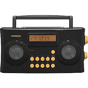 Sangean PR-D17 AM/FM-RDS Portable Radio Specially Designed for The Visually Impaired with Helpful Guided Voice Prompts, Black, 10 Station Presets (5 AM, 5 FM), Stereo/Mono Switch, Alarm Timer