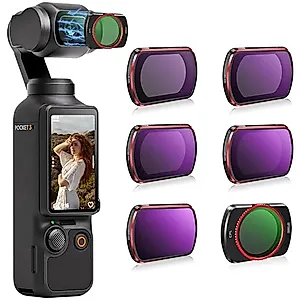 STARTRC Magnetic ND & CPL Filters Set for DJI Osmo Pocket 3 Creator Combo Accessories - 6 Pack CPL, ND 8, ND 16, ND 32, ND 64, ND256, Ultra Slim Aluminum Frame