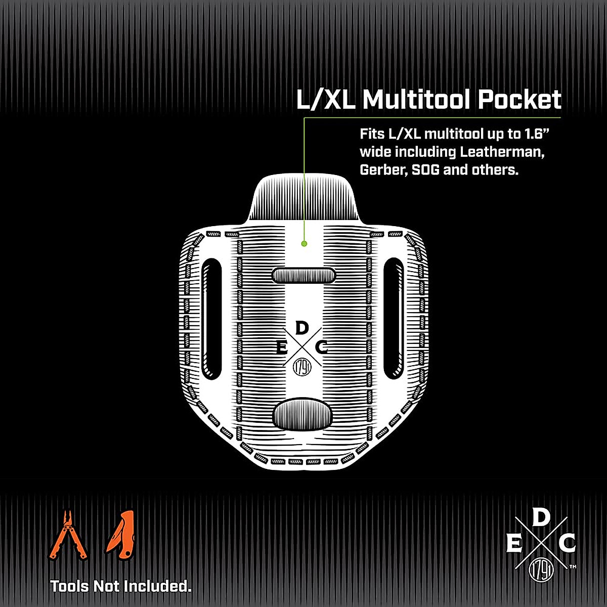 1791 EDC Multitool Sheath, American Leather, Multitool Pouch for Belts, Compatible with Heavy Duty Leatherman, SOG and Gerber