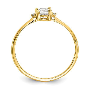 IceCarats 10K Yellow Gold Diamond White Topaz Ring Gemstone Band April Birthstone Jewelry Size 6