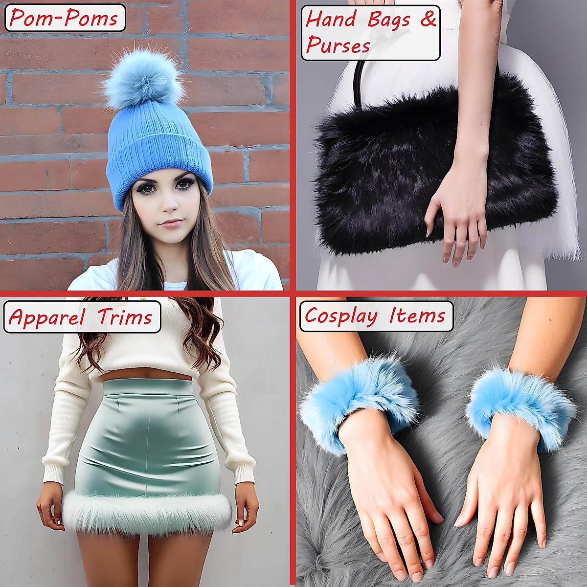 Barcelonetta | Faux Fur Fabric | by The Yard | 60" Wide Roll | Fur Fabric for DIY Projects, Craft Supply, Costume, Decoration, Upholstery, Plush Furry Material (White, Half Yard)