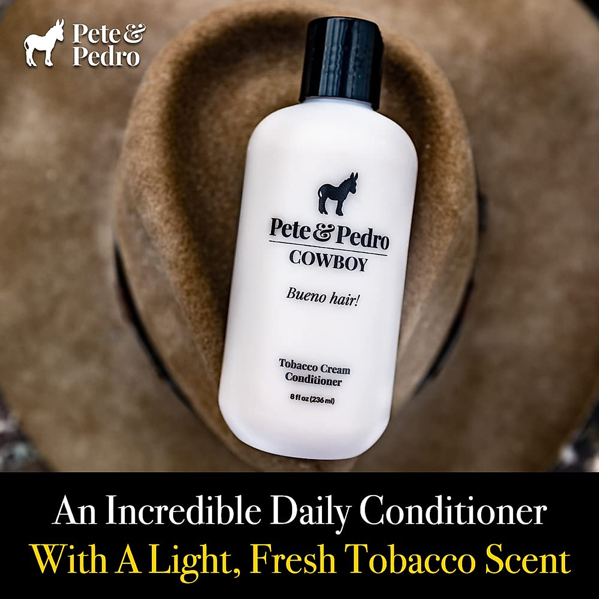 Pete & Pedro COWBOY - Tobacco Soft Cream Lightweight Conditioner for Men | Smells Incredible, Hydrates Hair Without Weighing It Down | As Seen on Shark Tank, 8.5 oz.