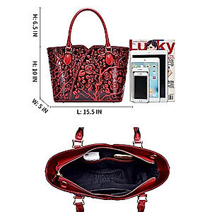 PIJUSHI Designer Handbags For Women Floral Purses Top Handle Handbags Satchel Bags (22328 red)