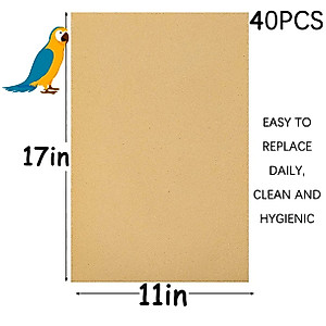 40PCS Gravel Liner Paper for Bird Cage,11x17 in Bird cage Liner Paper-Gravel Paper Special for Bird Cage in Sea Sand,Parrot Cage Sandpapers Cushion Pad Pet Bedding Accessories (40PCS 11 x 17 Inch)