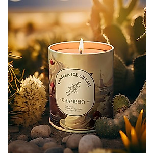 CHAMBERY Vanilla Bean Candle | Sundae Desert Artistry in Tin | Soy Wax with Lead-Free Cotton Wick | 55-Hour Burn | Timeless Aroma for All Seasons