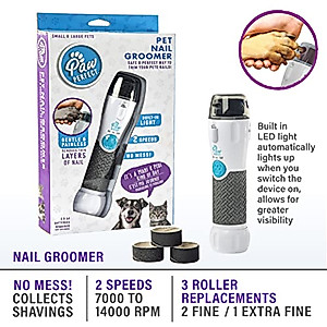 Bell+Howell Pawperfect Cordless Dog and Cat Nail Trimmer Rotating File with Safety Guard, 5000-7000 RPM's, Gentle and Painless Dremel Dog Nail Grinder w/ 3 Modes with 3 Replacement Rollers