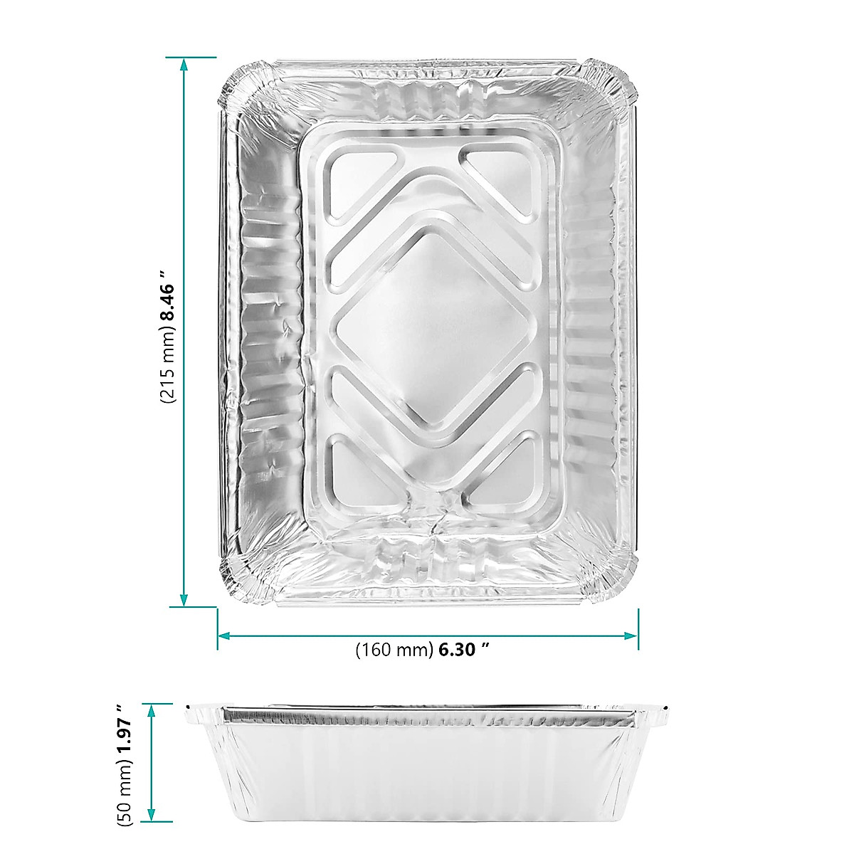 FUNSUEI 125 Pack 2.25 Lbs 8.5 x 6 x 2 Inch Aluminum Pans, Disposable Aluminum Foil Pans with Clear Lids for Baking, Cooking, Heating, Takeout