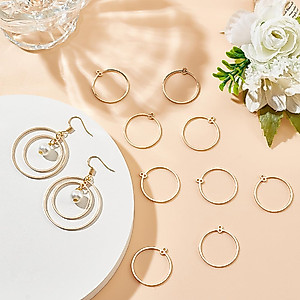 BENECREAT 20pcs 18K Real Gold Plated Round Beading Hoop Earring Finding Components for Jewelry Making, Wedding Mother's Day Festival Gift DIY, 27.5x25mm