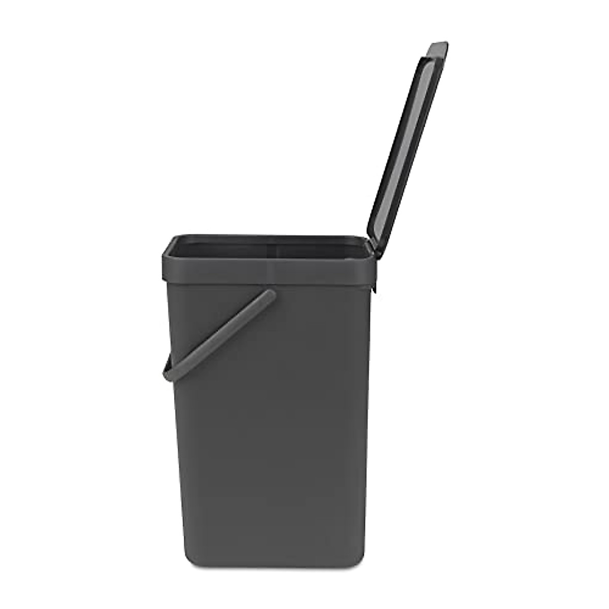 Brabantia Sort & Go Kitchen Recycling Can (4.2 Gal / Gray) Stackable Waste Organiser with Handle & Removable Lid, Wall/Cupboard Mounting