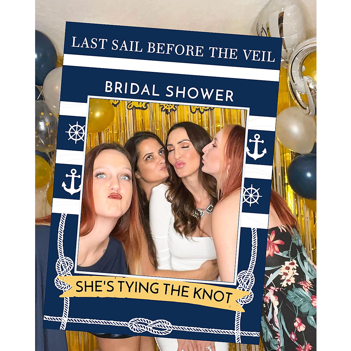 LaVenty Nautical Bachelorette Party Decorations Boat Last Sail Before The Veil Party Supplies Nautical Bridal Shower Party Supplies Get Nauti Party Photo Booth Props Frame
