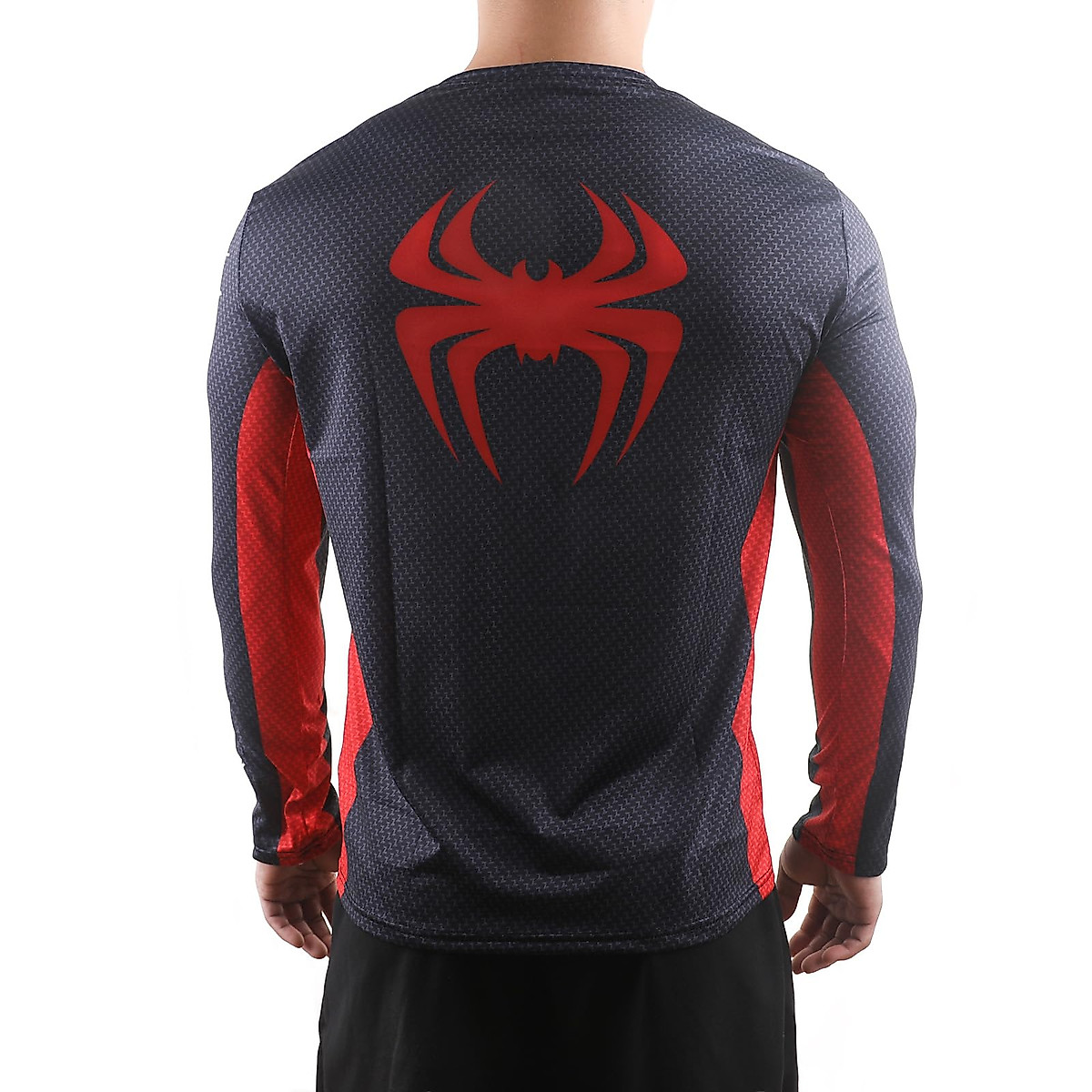 Rulercosplay Anime Movie Novelty T-Shirt Miles Digital Printing Quicky Dry Black&Red Compression Cosplay Shirt for Man, M