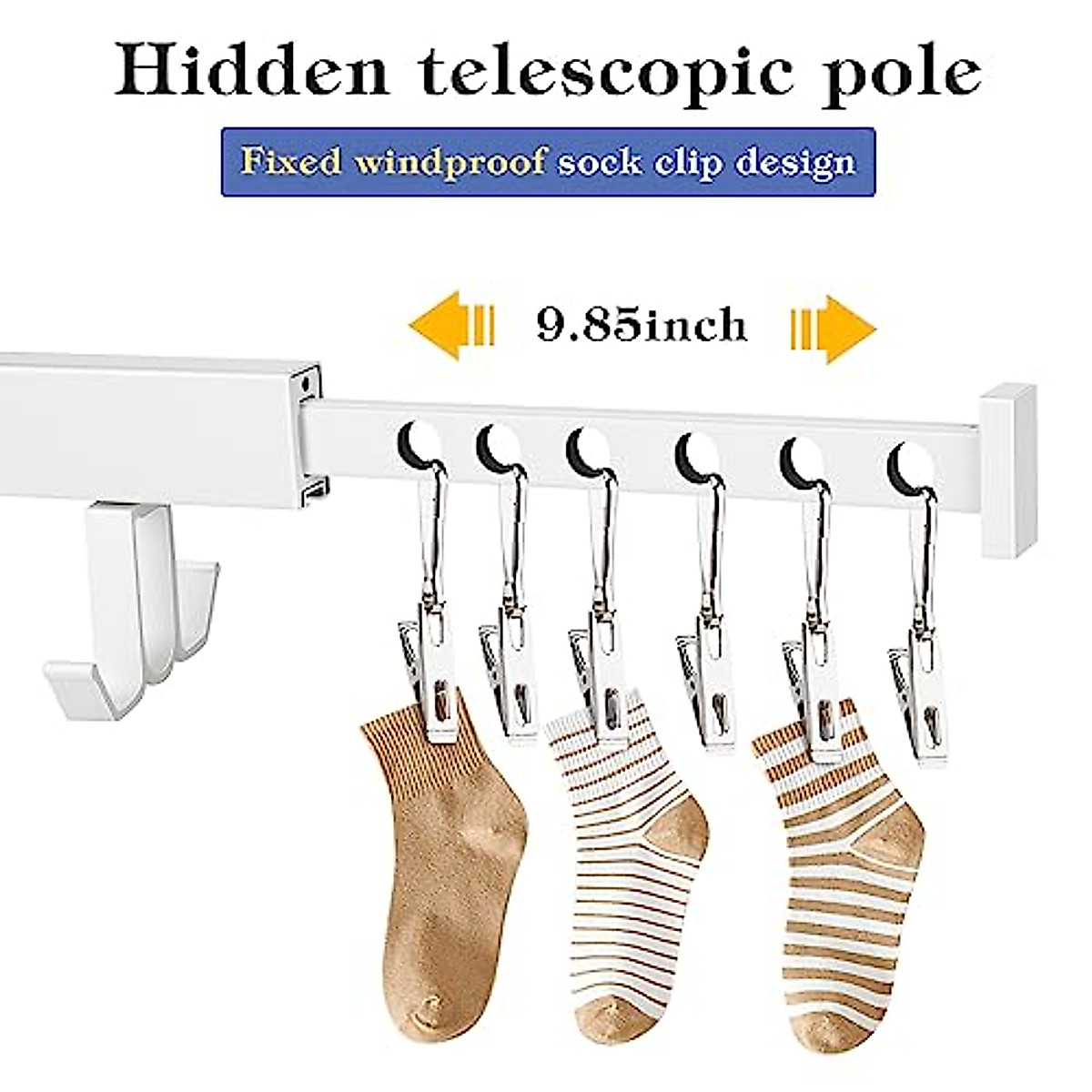 Smitenoon Clothes Drying Rack Wall Mounted Clothes Rack Collapsible Retractable Drying Hanging Racks Space Saver Balcony, Bedroom, Laundry Drying Rack, Bathroom Clothesline - Tri-Fold - White