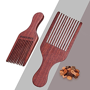 MANEJACK Beard Pick for Men- Wooden Comb Afro Hair Lift Combs