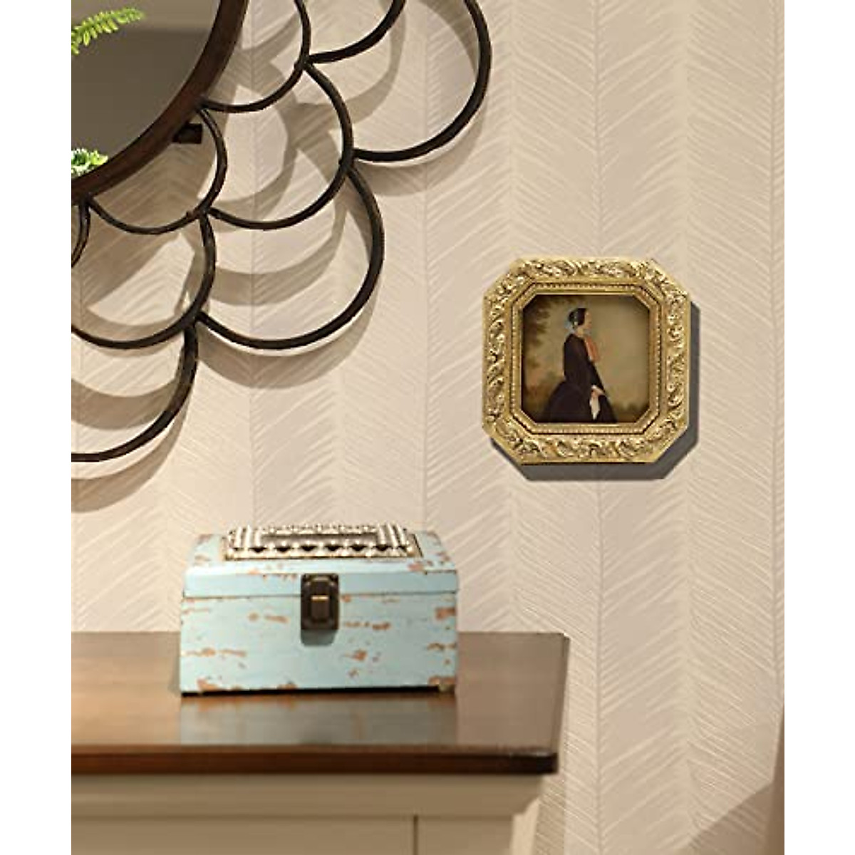 YULINK 3x3 Small Antique Gold Picture Frame & 3x3 Mini Vintage Champagne Gold Picture Frame, Bundle