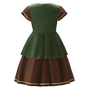 ReliBeauty Archer Costume Girls Huntress Costume for Girls with Cape,Green 10-12/150